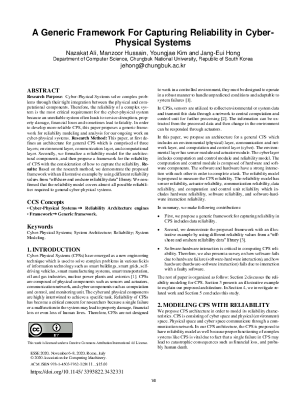 (PDF) A Generic Framework For Capturing Reliability in Cyber-Physical Systems