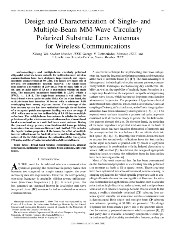 (PDF) Design and characterization of single- and multiple-beam mm-wave ...