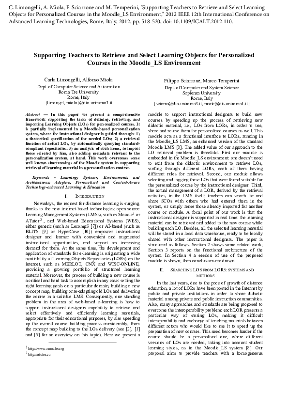 (PDF) Supporting Teachers to Retrieve and Select Learning Objects for ...
