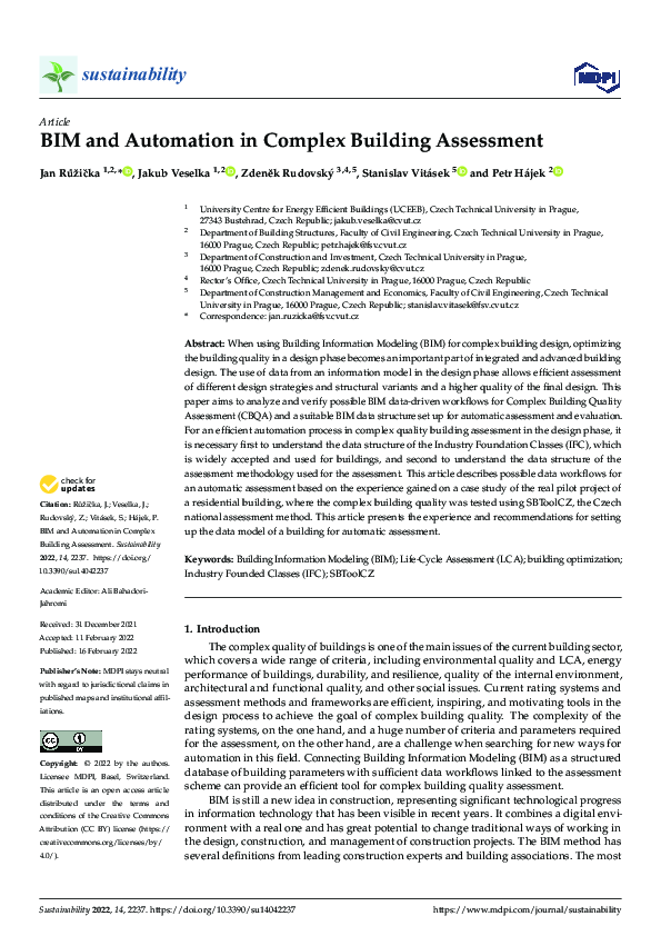(PDF) BIM and Automation in Complex Building Assessment