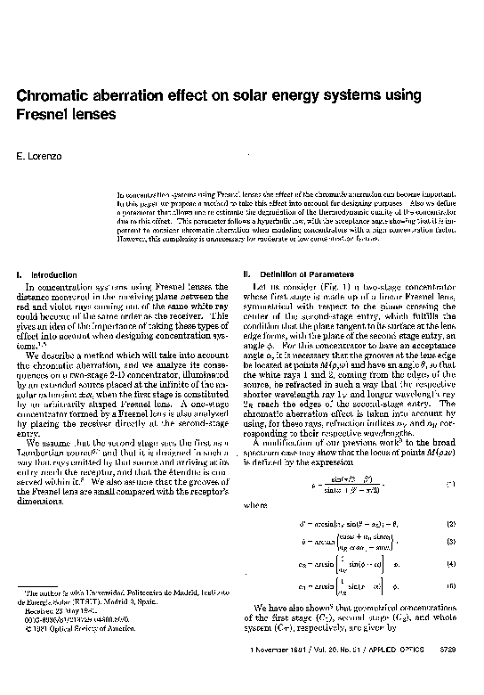 (PDF) Chromatic aberration effect on solar energy systems using Fresnel ...