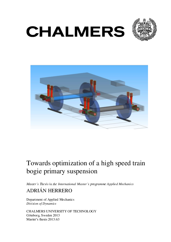 (PDF) Towards optimization of a high speed train bogie primary ...