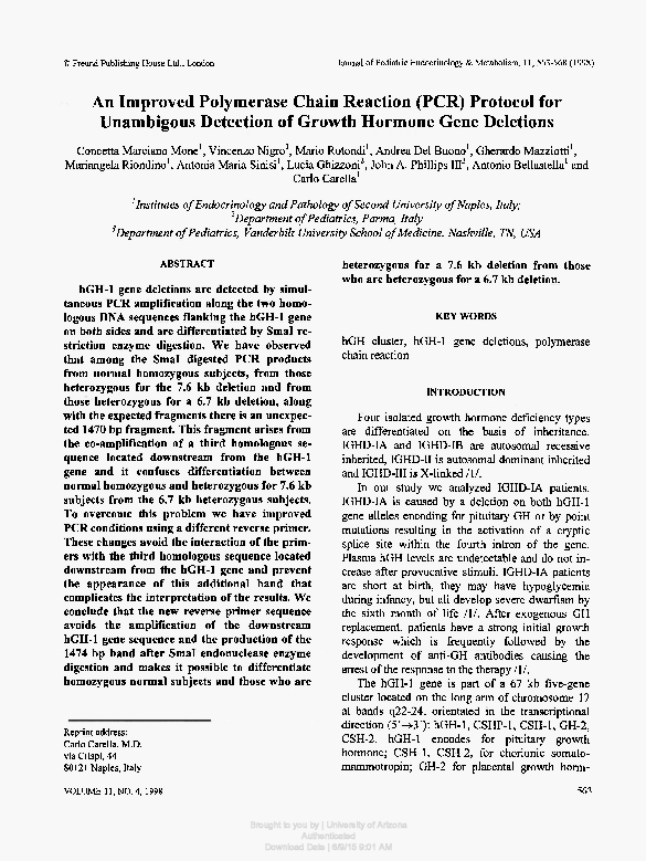 (PDF) An Improved Polymerase Chain Reaction (PCR) Protocol for ...