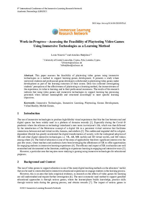 (PDF) Work-in-Progress-Assessing the Feasibility of Playtesting Video ...