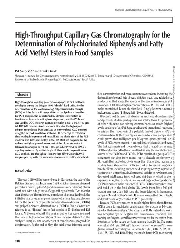 (PDF) High-Throughput Capillary Gas Chromatography for the ...