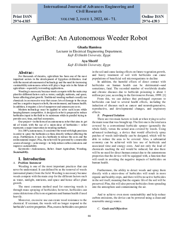 (PDF) AgriBot: An Autonomous Weeder Robot