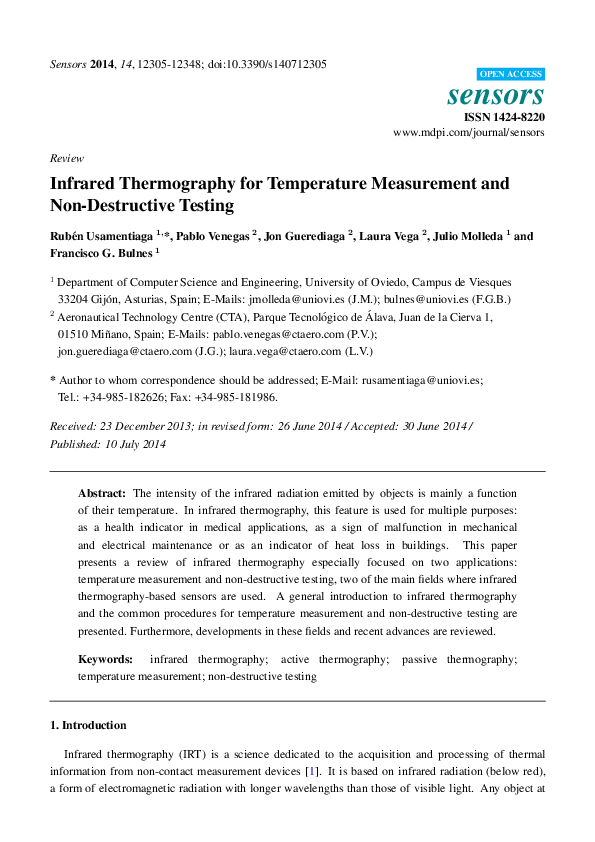 (PDF) Review Infrared Thermography for Temperature Measurement and Non ...