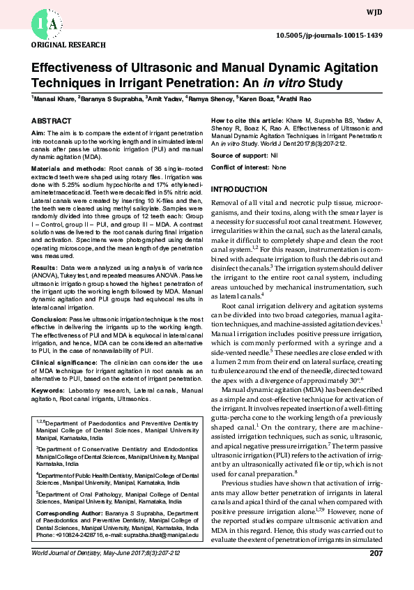 (PDF) Effectiveness of Ultrasonic and Manual Dynamic Agitation ...