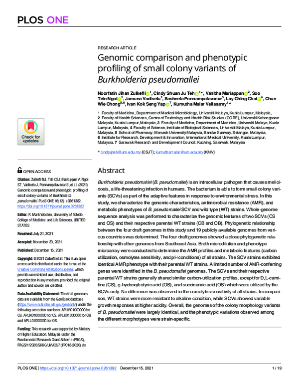(PDF) Genomic comparison and phenotypic profiling of small colony ...