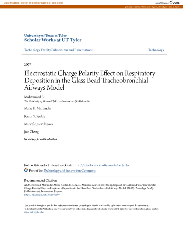 (PDF) Electrostatic Charge Polarity Effect on Respiratory Deposition in ...