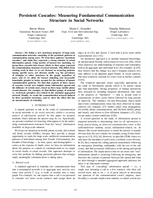 (PDF) Persistent cascades: Measuring fundamental communication ...