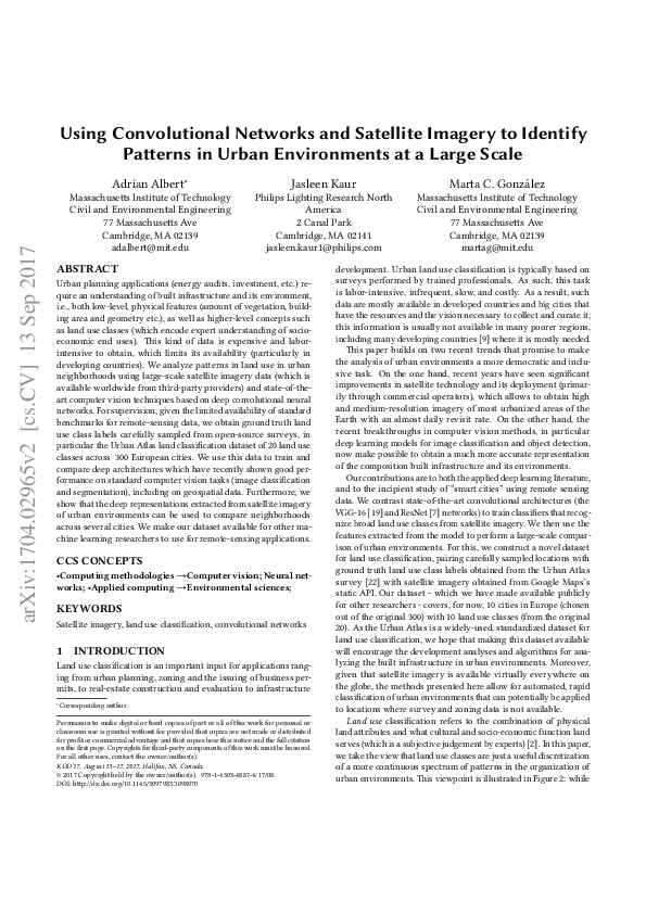 (PDF) Using Convolutional Networks and Satellite Imagery to Identify Patterns in Urban ...