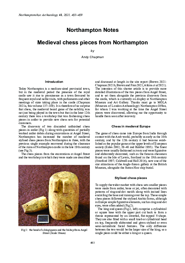 (PDF) Medieval chess pieces from Northampton