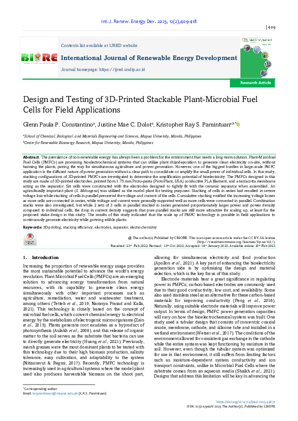 (PDF) Design and Testing of 3D-Printed Stackable Plant-Microbial Fuel ...