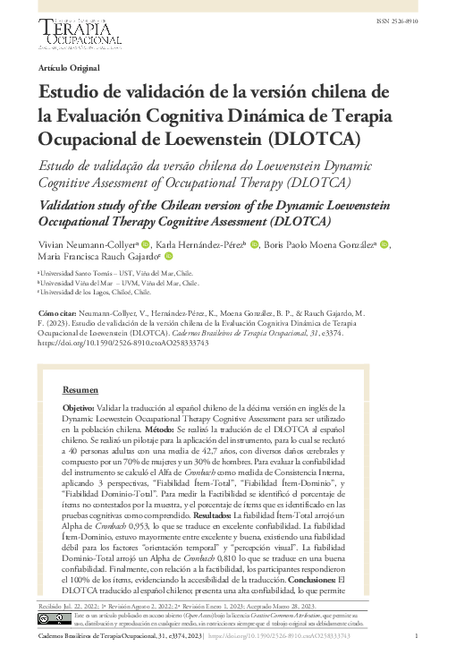 (PDF) Estudio de validación de la versión chilena de la Evaluación ...