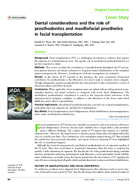 (PDF) Dental considerations and the role of prosthodontics and ...