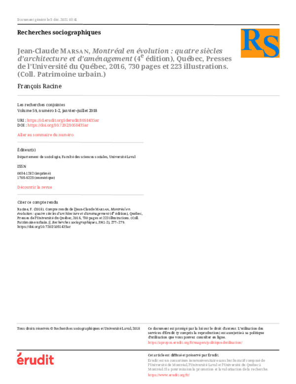 (PDF) Jean-Claude Marsan, Montréal en évolution : quatre siècles d ...