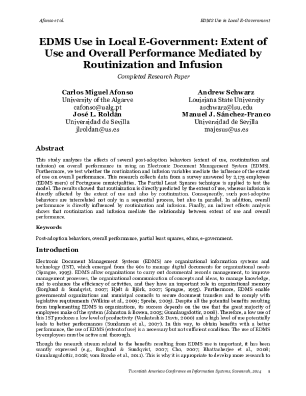(PDF) EDMS Use in Local E-Government: Extent of Use and Overall ...