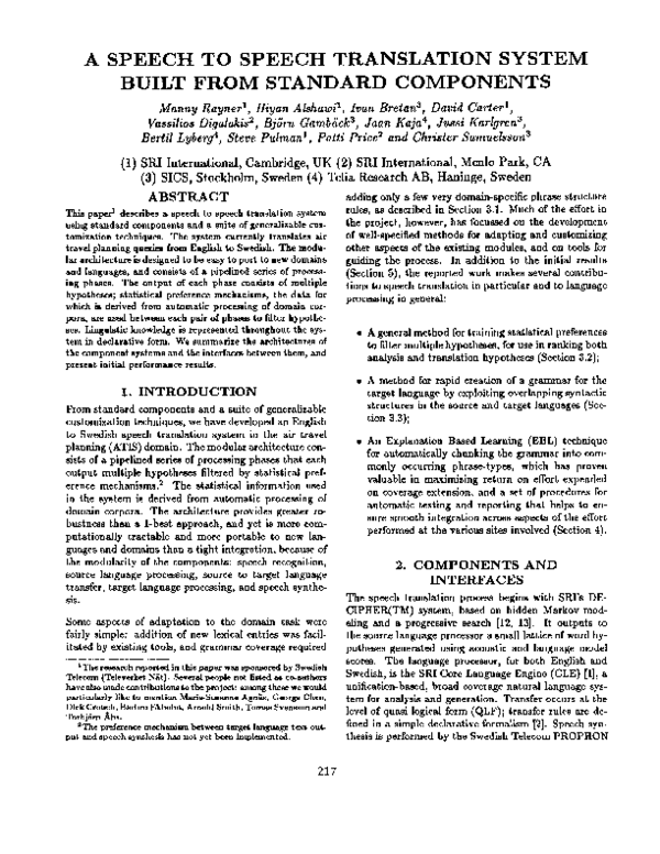 (PDF) A speech to speech translation system built from standard components
