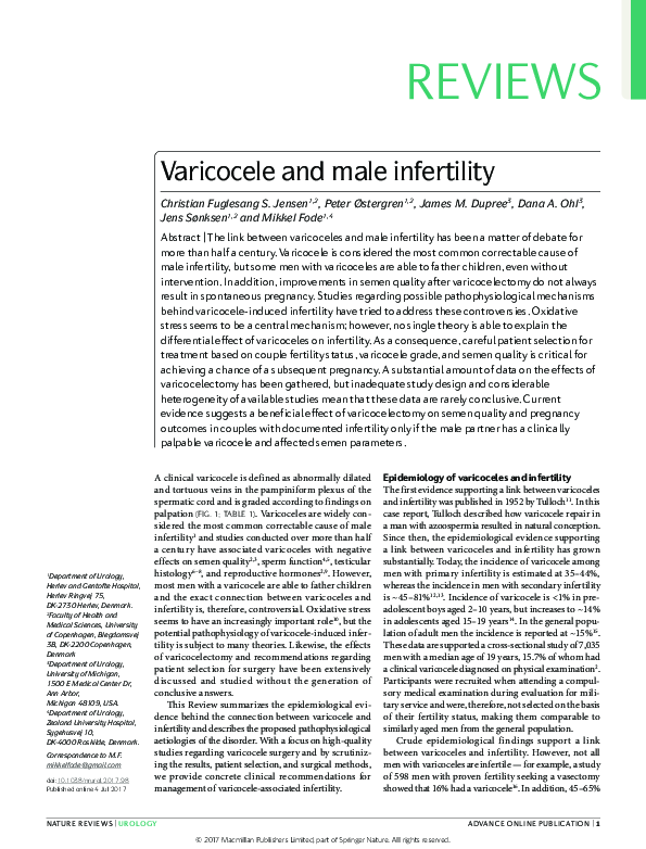(PDF) Varicocele and Male Infertility