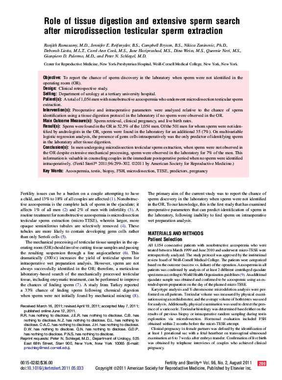 (PDF) Role of tissue digestion and extensive sperm search after ...