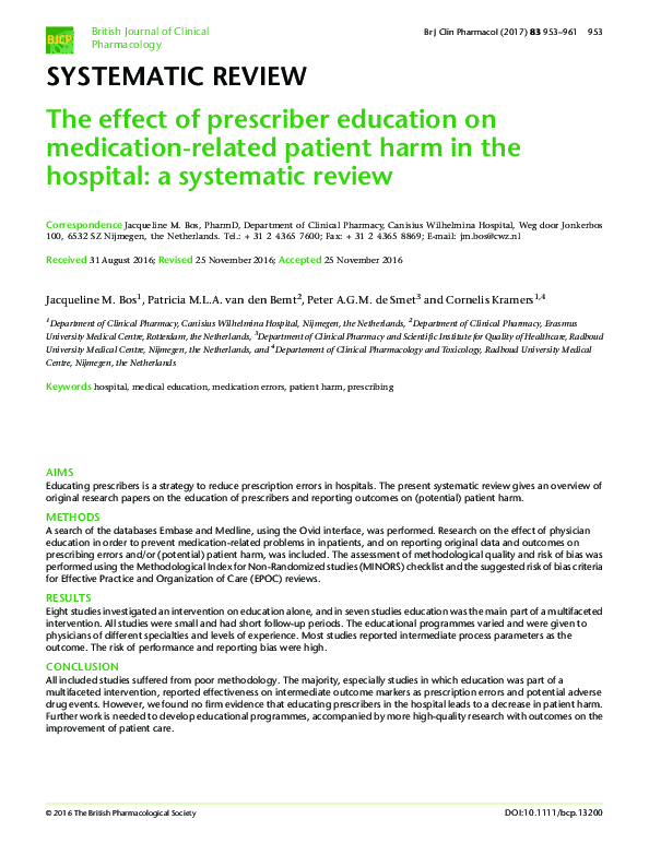 (PDF) The effect of prescriber education on medication‐related patient ...