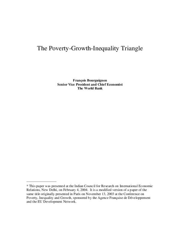 (PDF) The Poverty-growth-inequality triangle