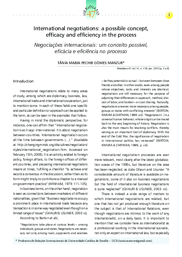 (PDF) International negotiations