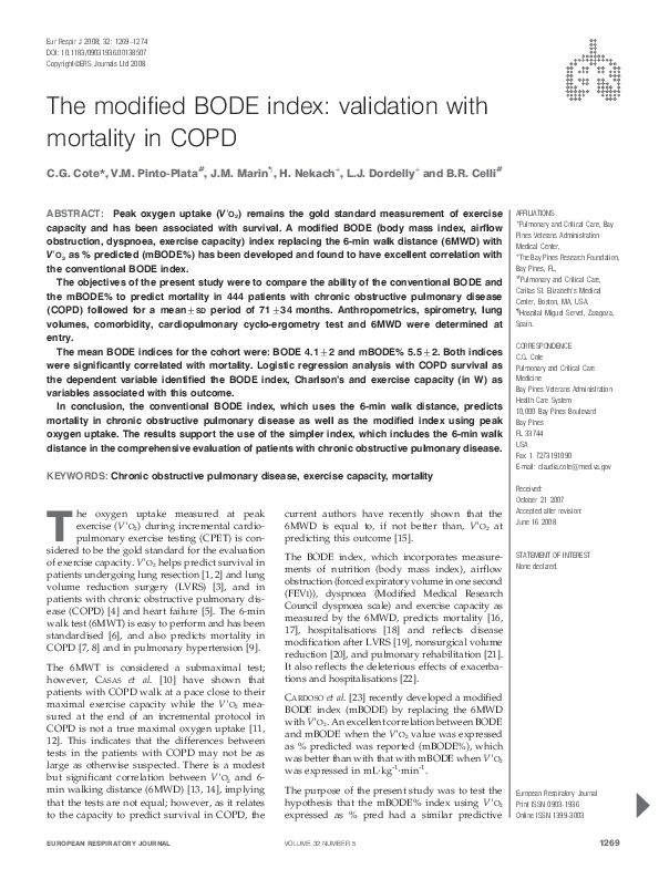 (PDF) The modified BODE index: validation with mortality in COPD