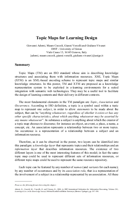 (PDF) Topic Maps for Learning Design