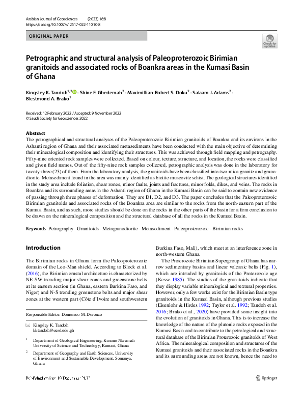 (PDF) Petrographic and structural analysis of Paleoproterozoic Birimian ...