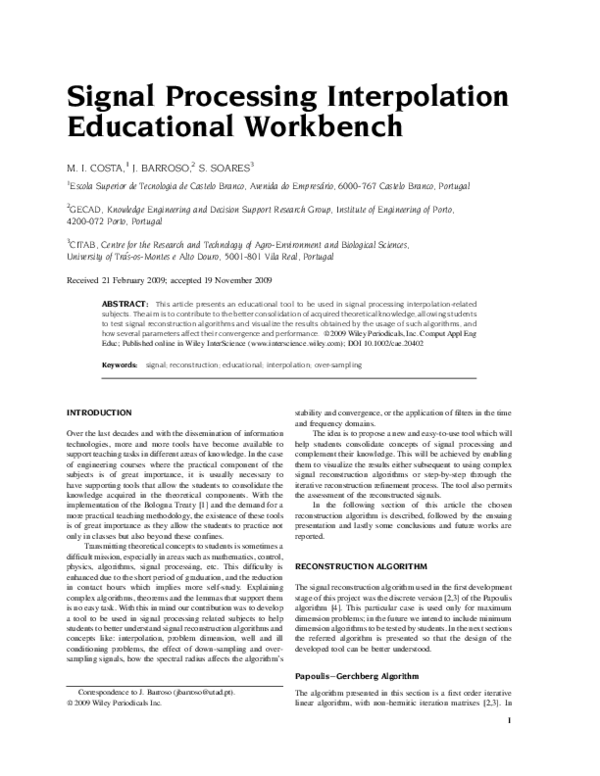 (PDF) Signal processing interpolation educational workbench | Salviano Pinto Soares - Academia.edu