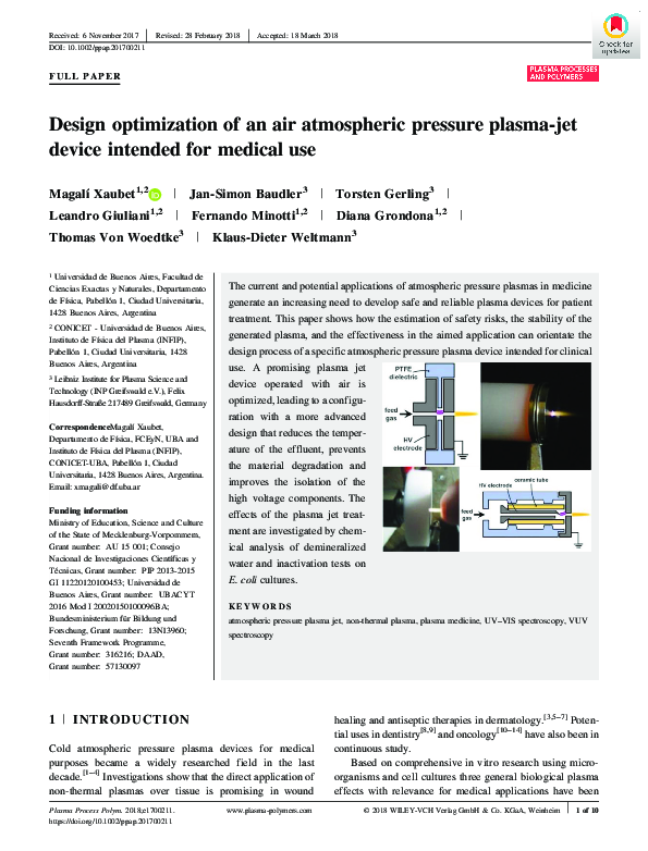 (PDF) Design optimization of an air atmospheric pressure plasma-jet ...