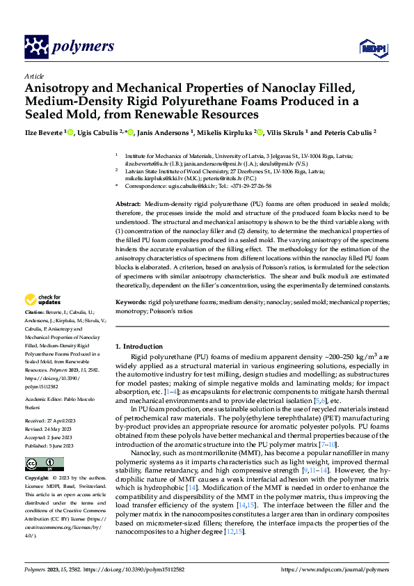 (PDF) Anisotropy and Mechanical Properties of Nanoclay Filled, Medium-Density Rigid Polyurethane ...