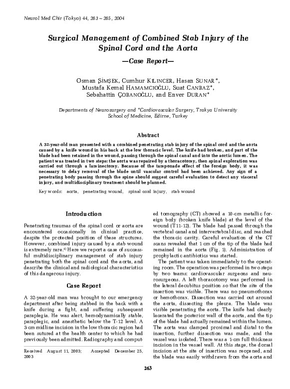 (PDF) Surgical Management of Combined Stab Injury of the Spinal Cord ...