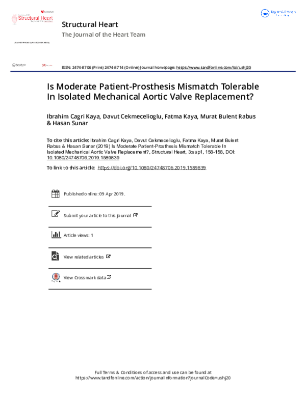 (PDF) Is Moderate Patient-Prosthesis Mismatch Tolerable In Isolated ...