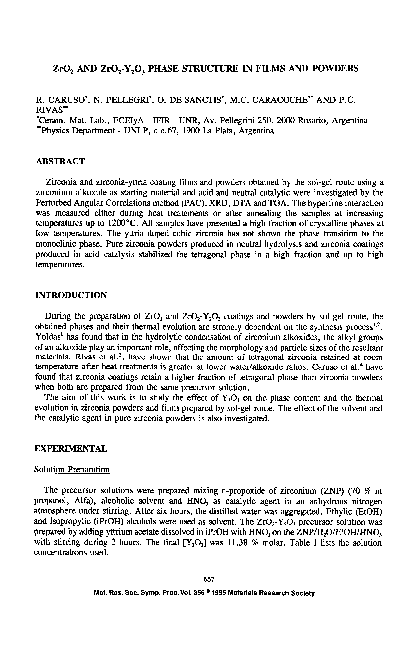 Pdf Zro2 And Zro2 Y2o3 Phase Structure In Films And Powders
