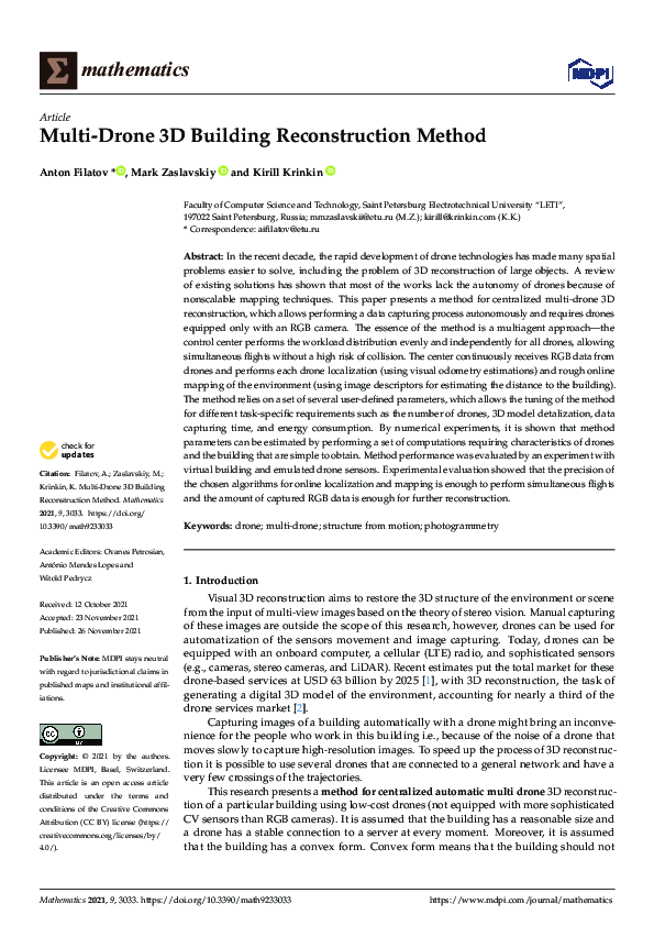(PDF) Multi-Drone 3D Building Reconstruction Method
