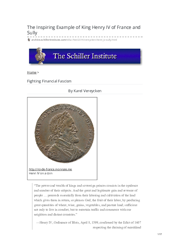 (PDF) The Inspiring Example of King Henry IV of France and Sully