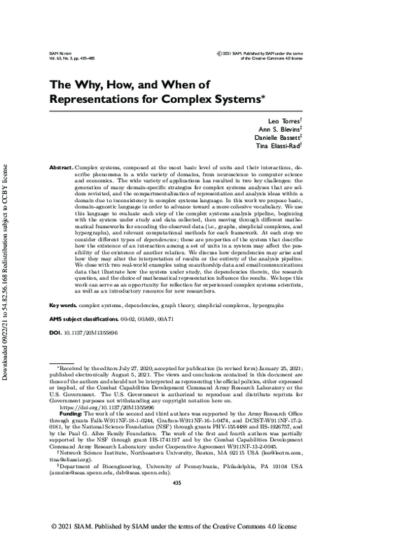 (PDF) The Why, How, and When of Representations for Complex Systems