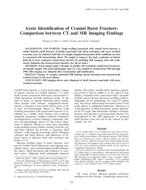 (PDF) Acute identification of cranial burst fracture: comparison ...