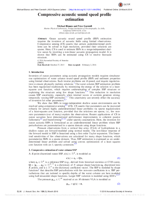 (PDF) Compressive acoustic sound speed profile estimation | Sartaj Khan ...