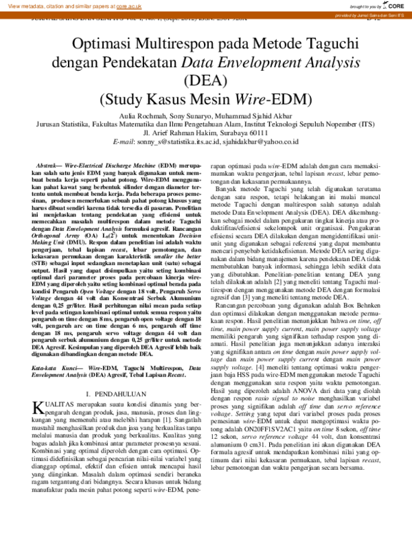 (PDF) Optimasi Multirespon pada Metode Taguchi dengan Pendekatan Data Envelopment Analysis ...