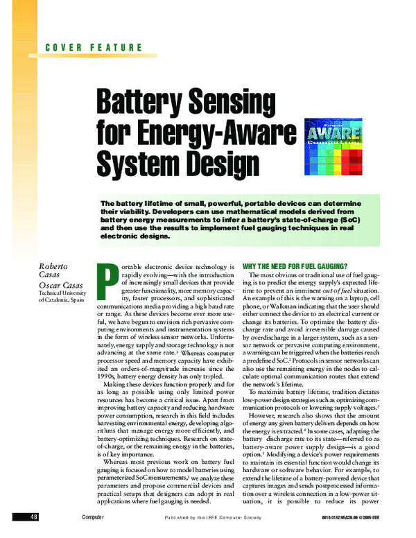 (PDF) Battery sensing for energy-aware system design (PDF) Battery sensing for energy-aware system design