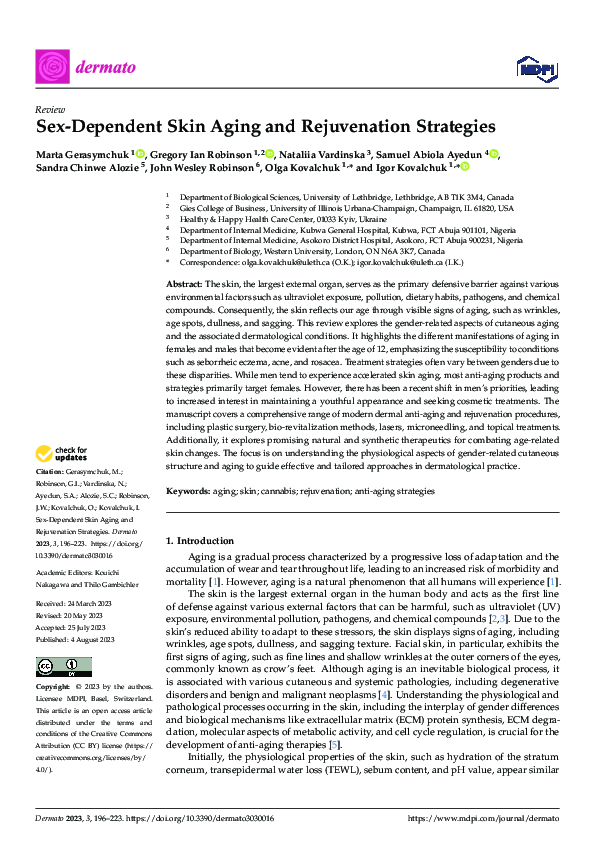 Pdf Gender Differences In Skin Aging And Rejuvenation Techniques