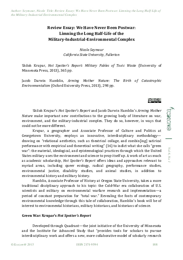 (PDF) Limning the Long Half-Life of the Military-Industrial-Environmental Complex