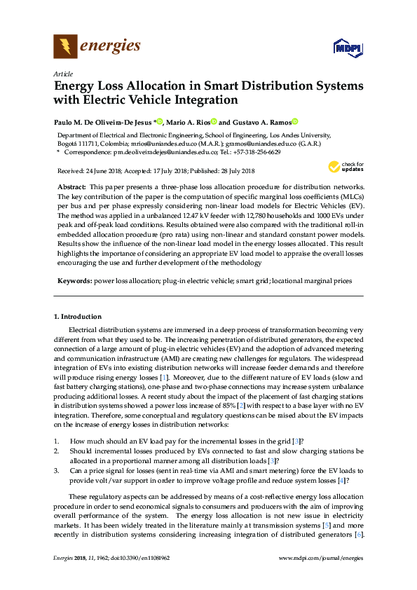 Pdf Energy Loss Allocation In Smart Distribution Systems With