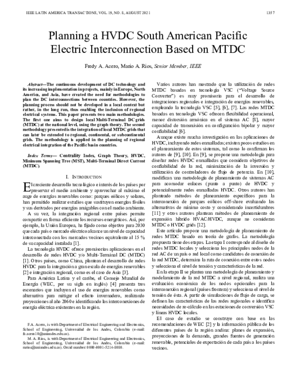 (PDF) Planning a HVDC South American Pacific Electric Interconnection ...