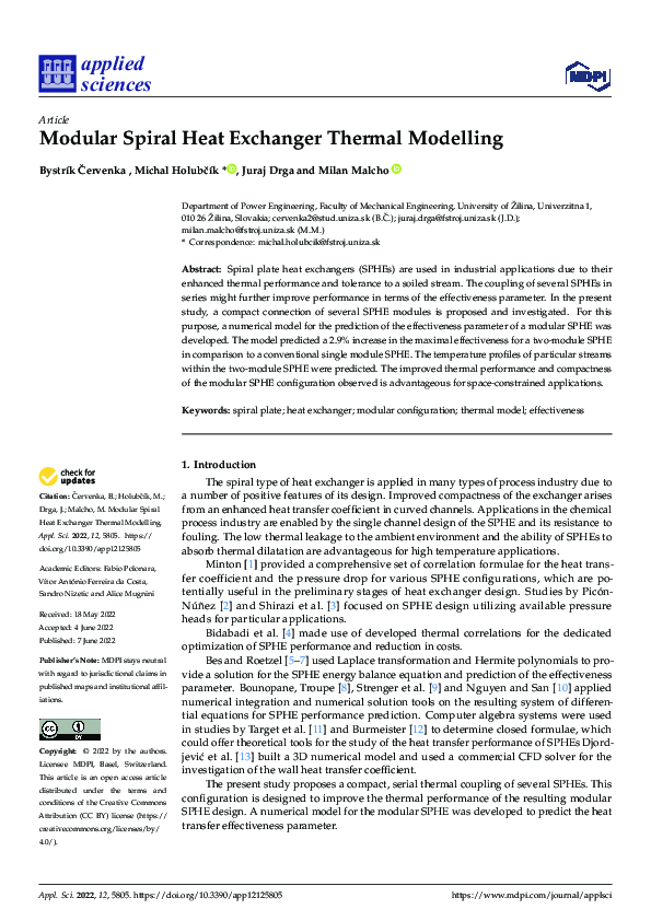 (PDF) Modular Spiral Heat Exchanger Thermal Modelling