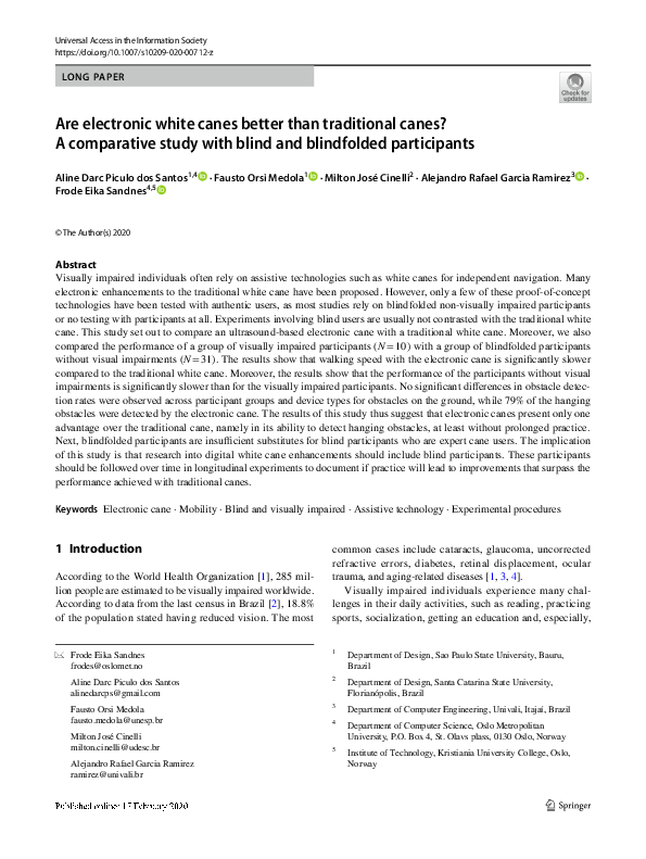 (PDF) Are electronic white canes better than traditional canes? A ...